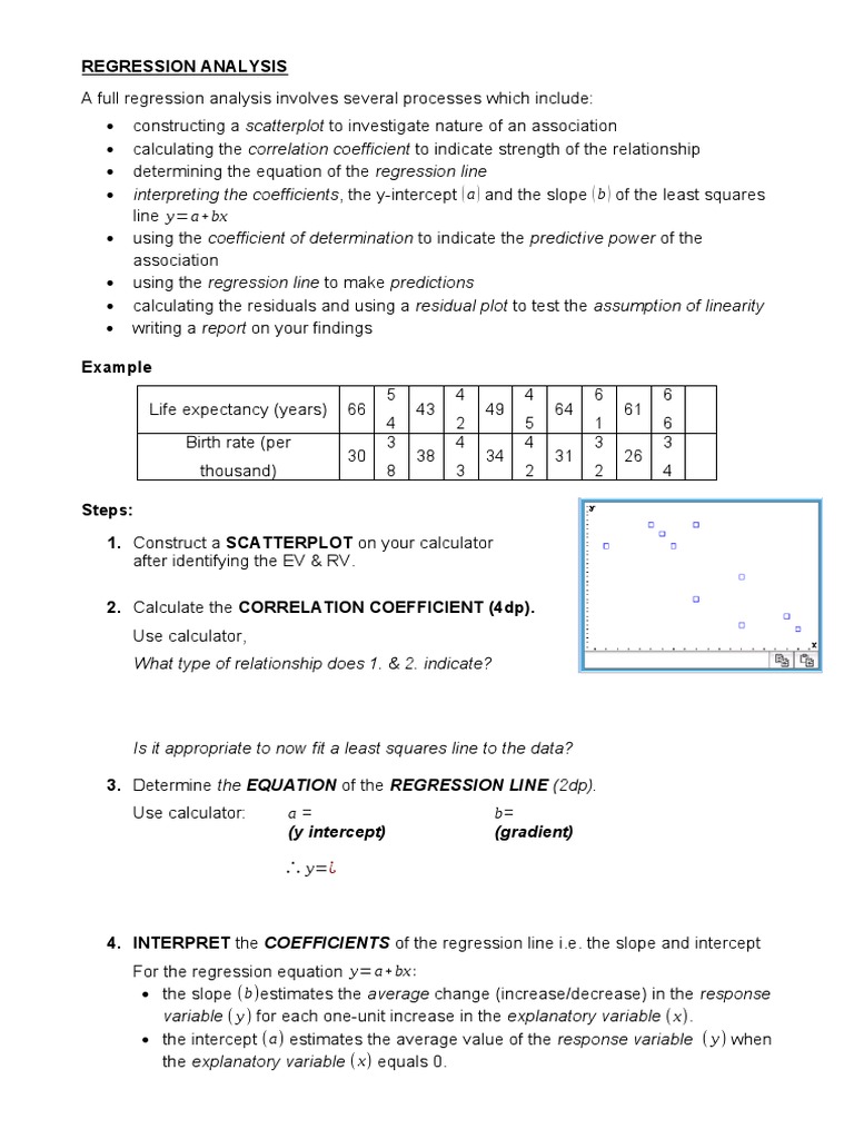 Regression Analysis - VCE Further Mathematics | PDF | Regression Analysis | Errors And Residuals