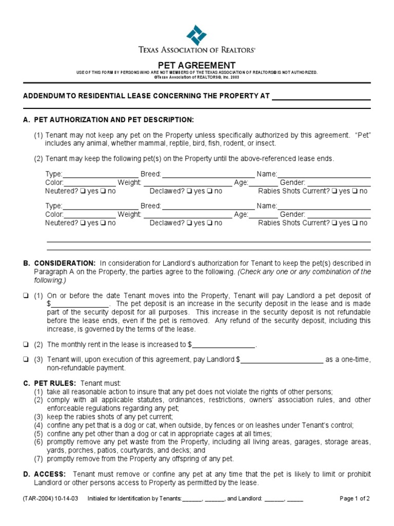 Lease Pet Agreement PDF | PDF | Leasehold Estate | Landlord