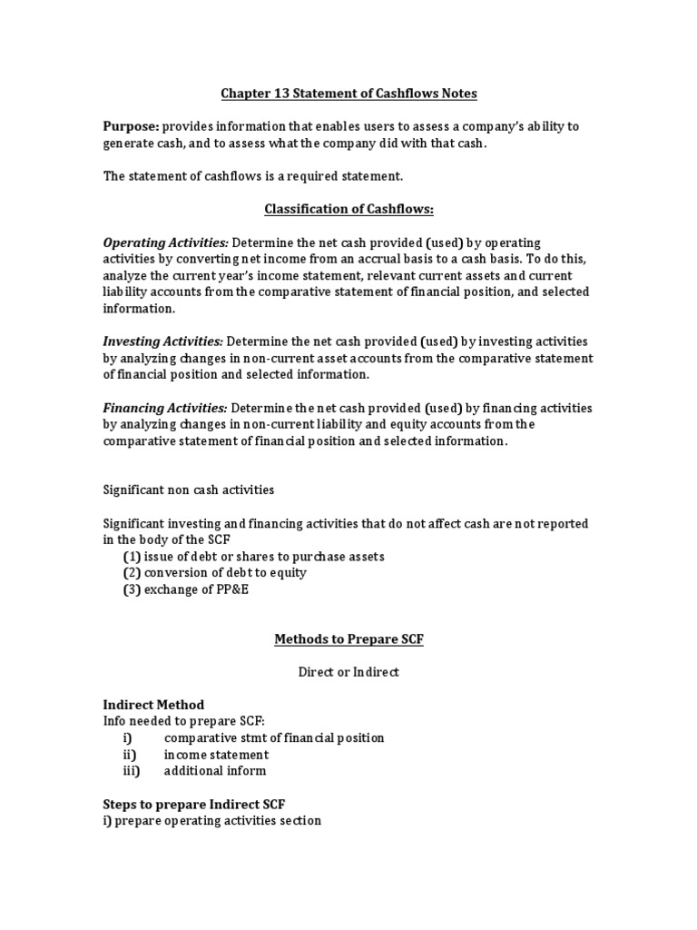 ACCP 5000 Chapter 13 SCF Notes | PDF | Expense | Balance Sheet