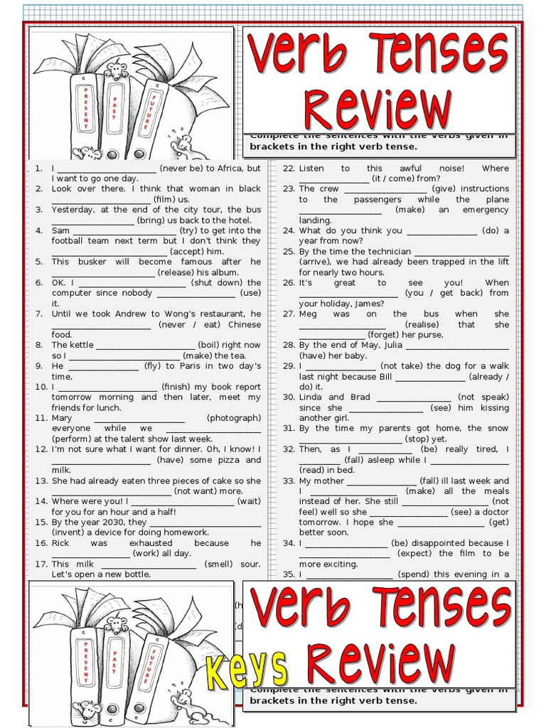 b1 Verb Tenses Review 12 Grammar Drills Tests - 94314 | PDF