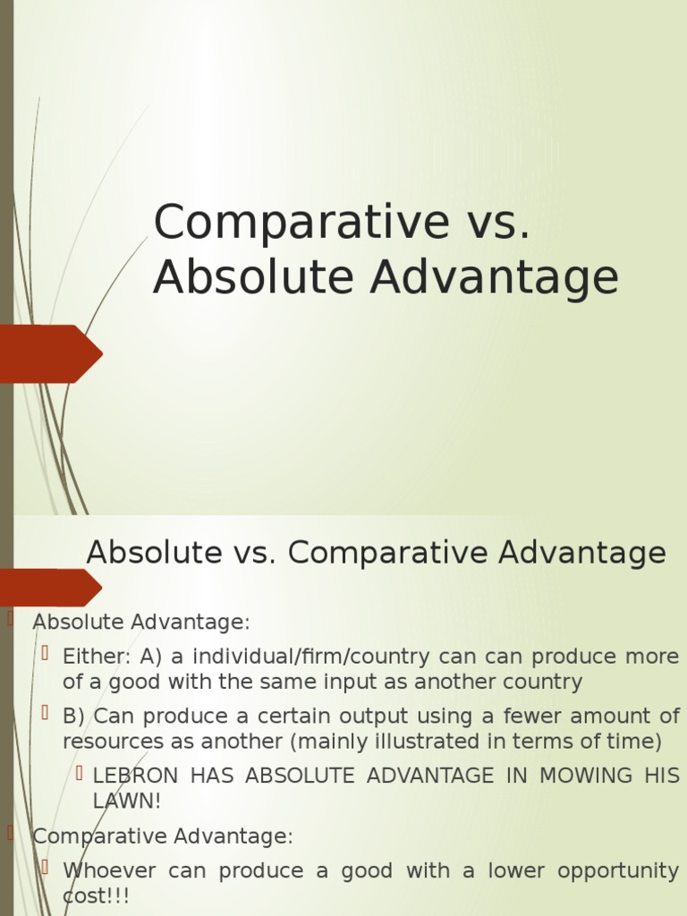 Comparative Vs Absolute Advantage | PDF | Comparative Advantage | Wheat