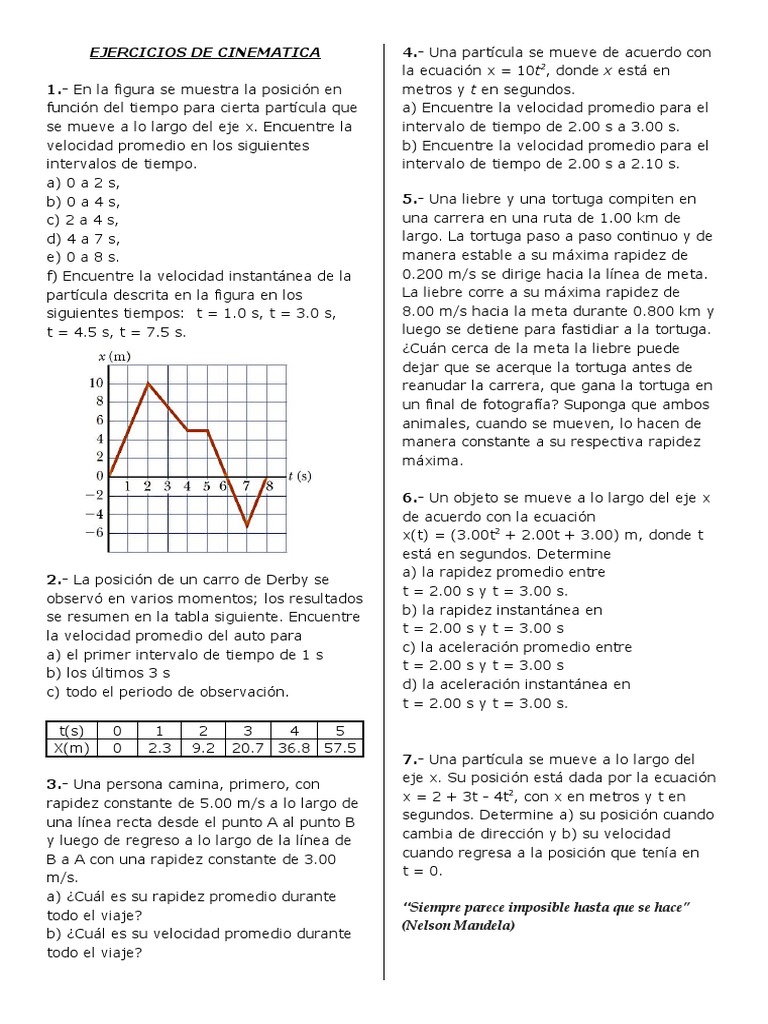 Ejercicios de Cinematica | Descargar gratis PDF | Velocidad | Cinemática