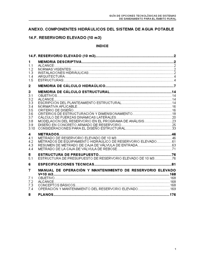 14F Reservorio Elevado 10 m3 | PDF | Fundación (Ingeniería) | Reservorio