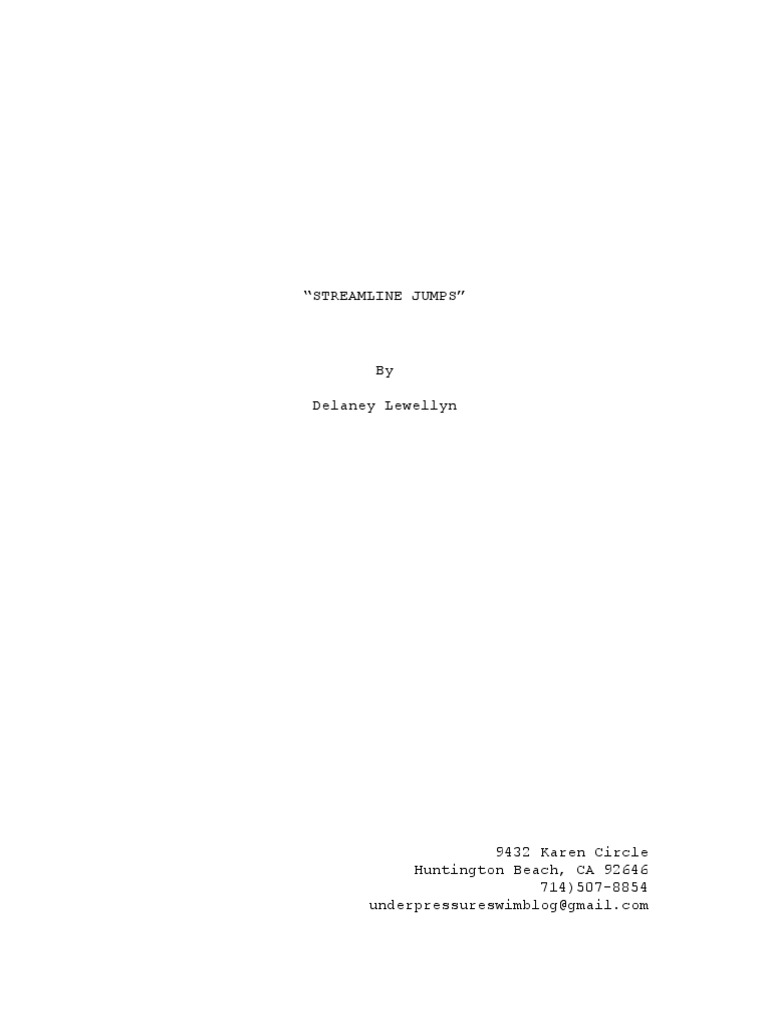 Streamline Jumps Script | PDF | Swimming | Swimming (Sport)