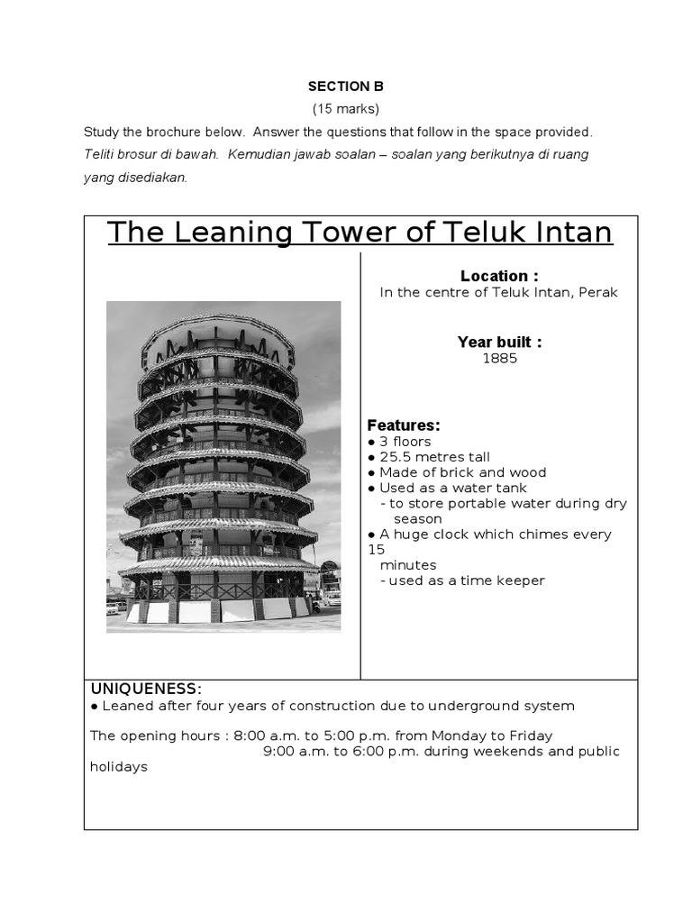 Features of Teluk Intan's Leaning Tower | PDF | Nature