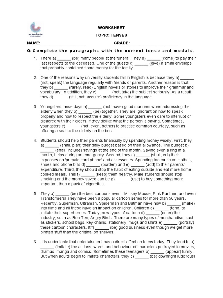 Complete The Paragraphs With The Correct Tense and Modals | PDF | Cartoon