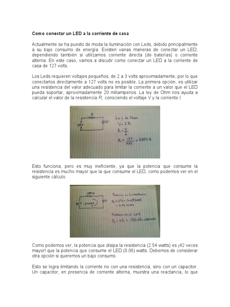 Como Conectar Un LED A La Corriente de Casa | PDF | Diodo emisor de luz ...
