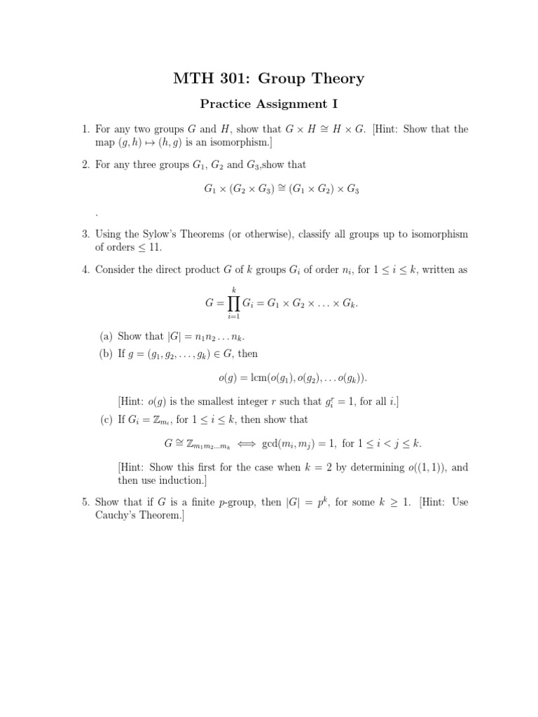 Group Theory Problems | PDF
