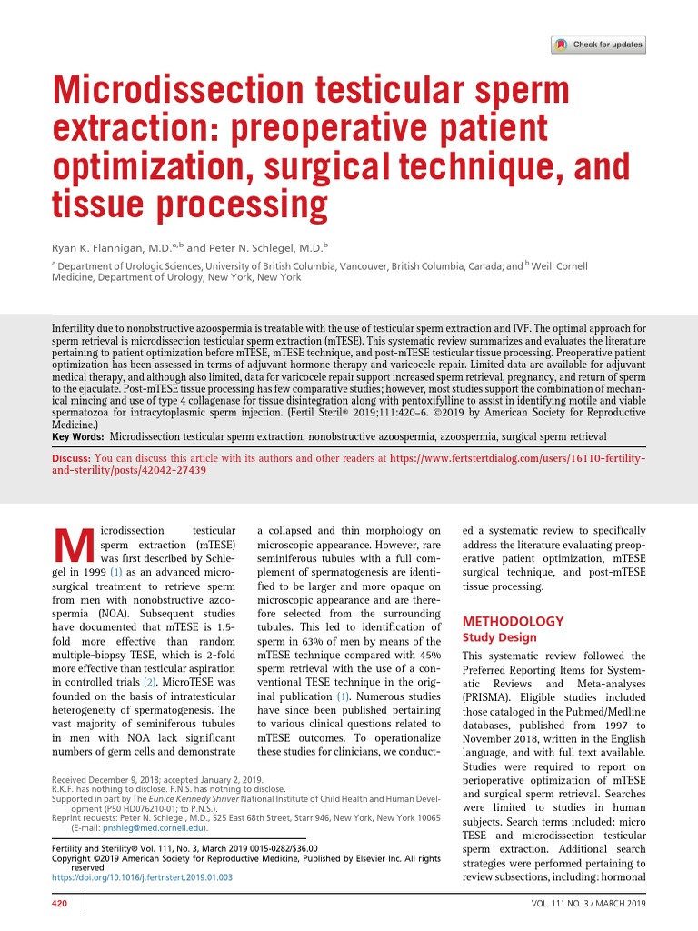 Microdissection Testicular Sperm Extraction: Preoperative Patient ...