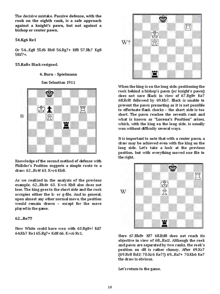 Analysis of a Chess Endgame Position Involving a Bishop's Pawn, Center Pawn, and Philidor's ...