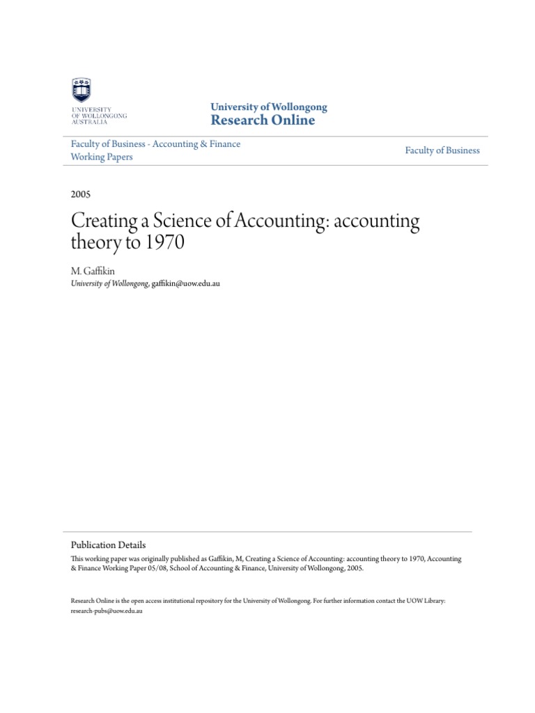 Creating A Science of Accounting - Accounting Theory To 1970 | PDF ...