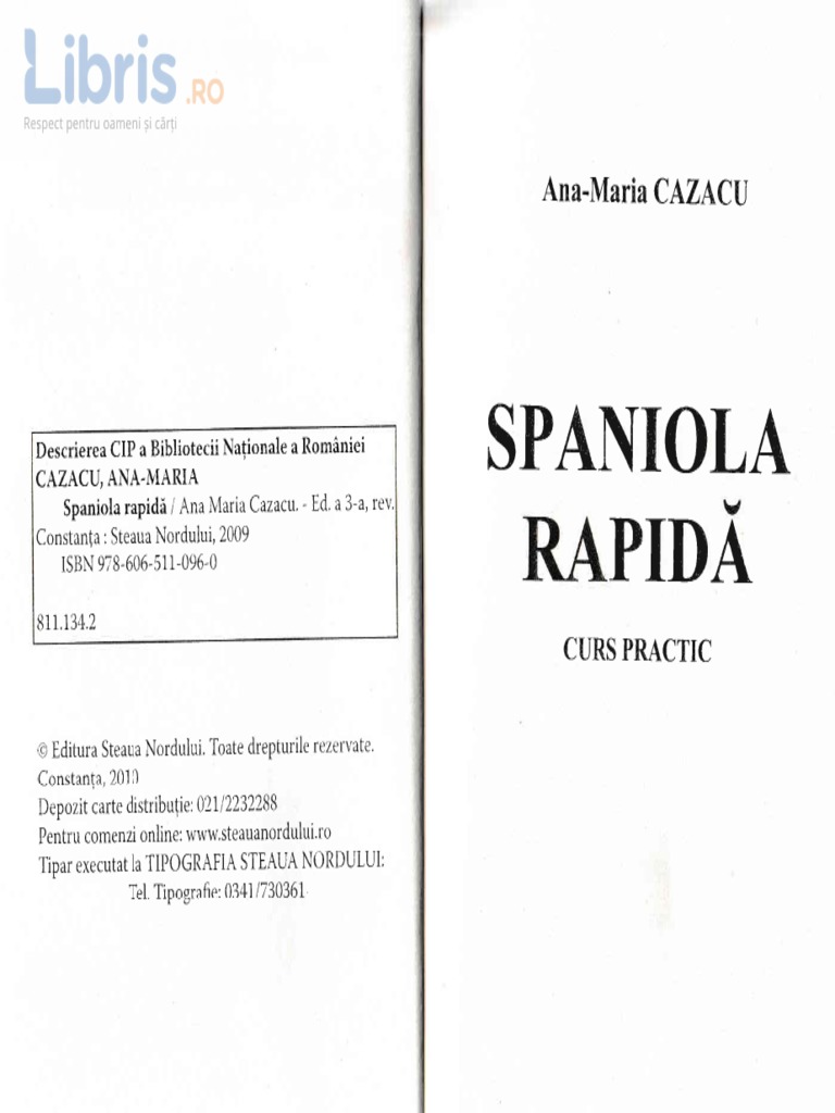Spaniola Rapida Cu CD Curs Practic - Ana-Maria Cazacu PDF | PDF