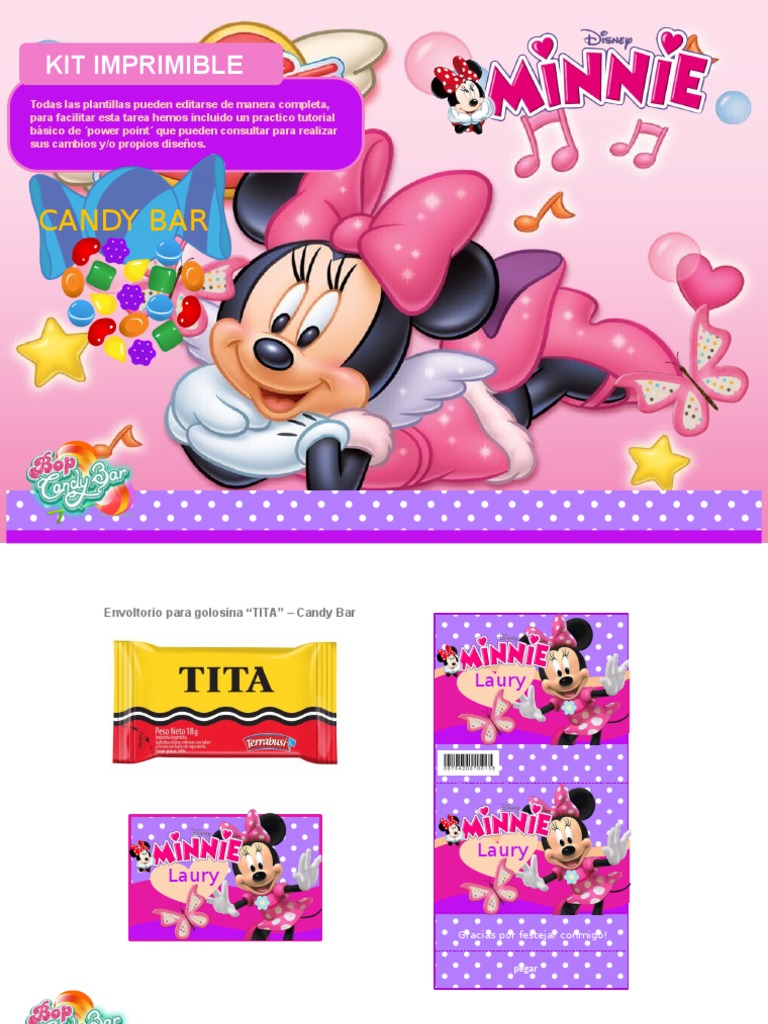 Plantillas Imprimibles Candy Bar Minnie | PDF | Naturaleza