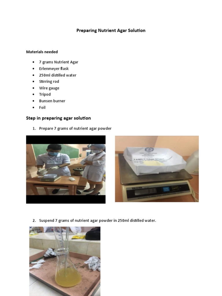 How to Prepare Nutrient Agar Solution | PDF