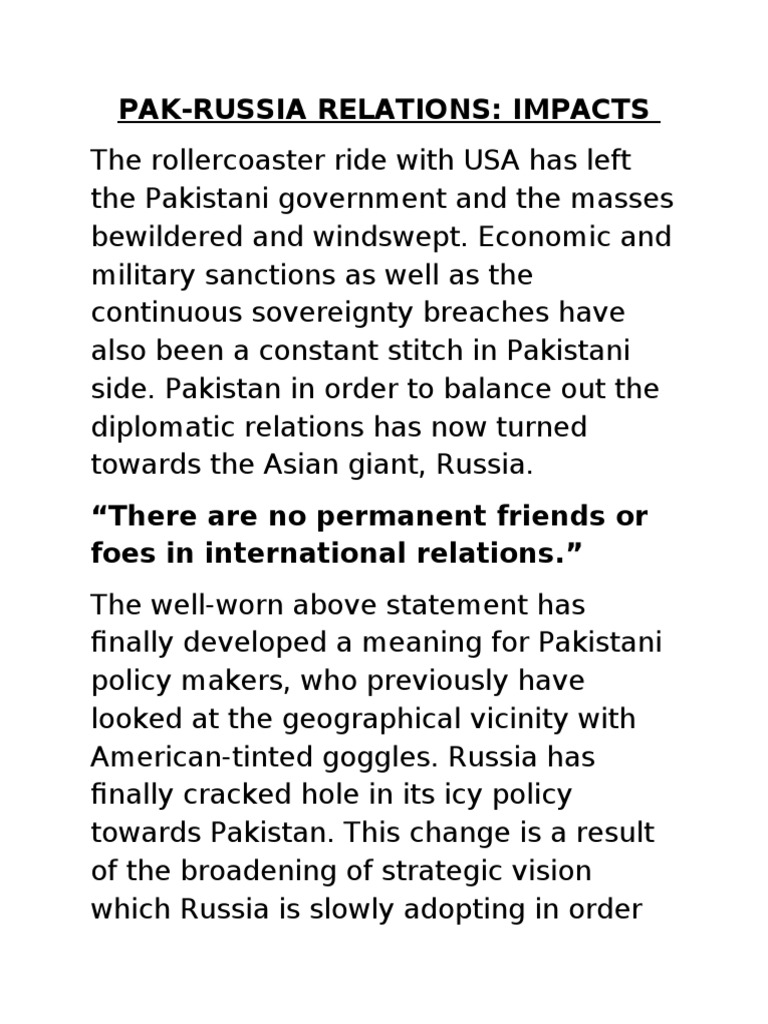 Russia Pak | PDF | Pakistan | Russia