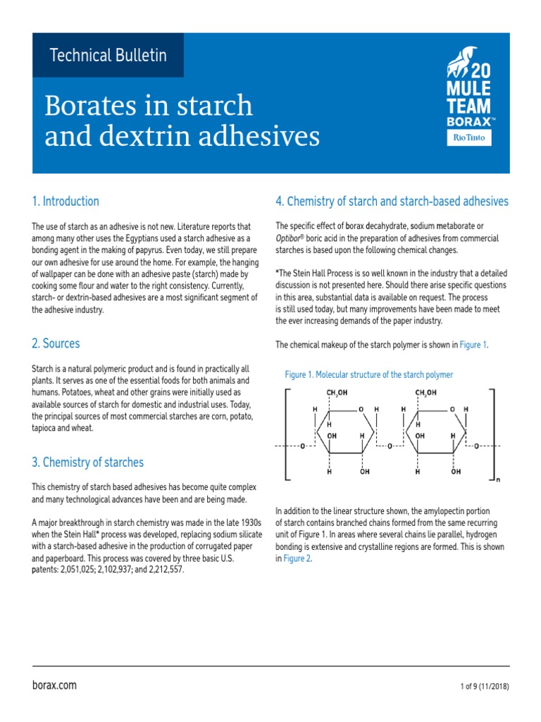 Borates Starch Dextrin Adhesives PDF | PDF | Starch | Adhesive
