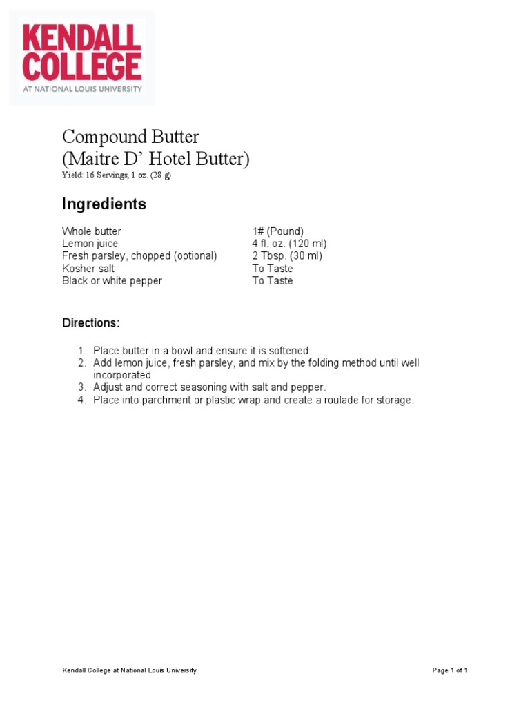 Maitre D'Hotel Butter Recipe | PDF