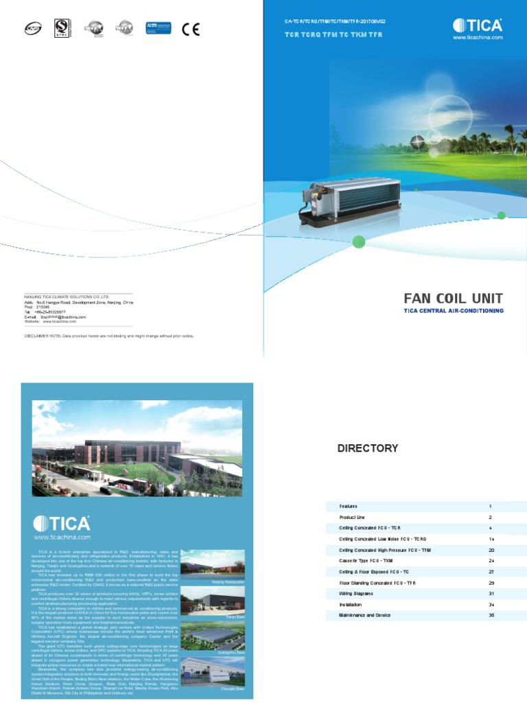 Fan Coil Unit: TCR TCRQ TFM TC TKM TFR | PDF | Thermostat | Electric Motor