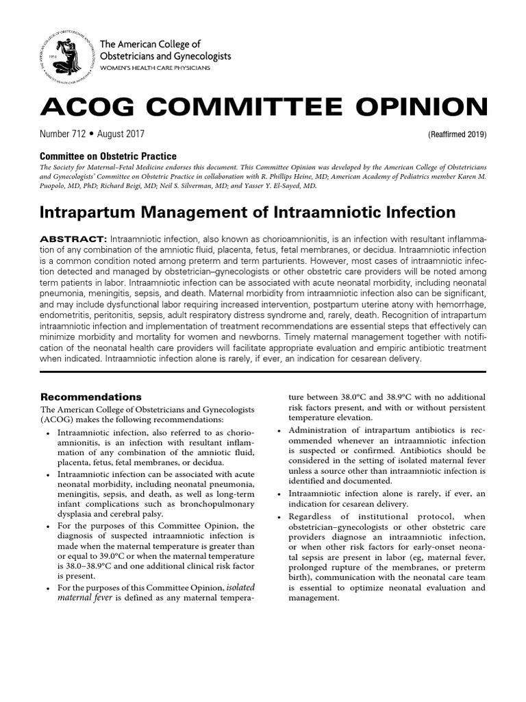 Acog Comite | PDF | Childbirth | Preterm Birth