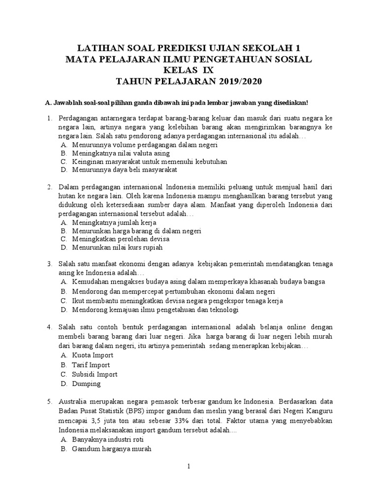 Tugas IPS 1 Kelas IX F G H | PDF