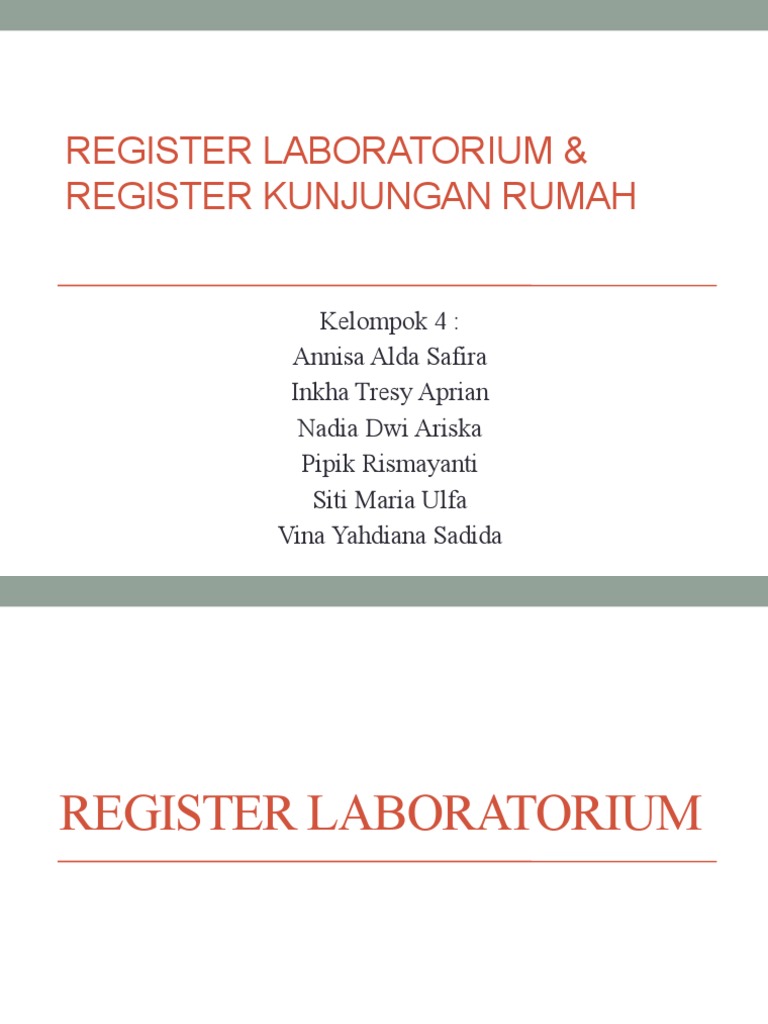 Register Laboratorium & Register Kunjungan Rumah | PDF