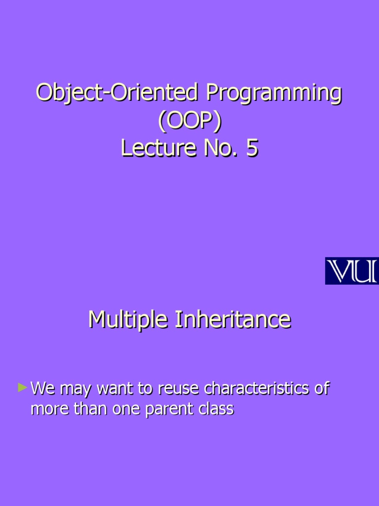 Object Oriented Programming Oop Lecture No 5 Pdf Inheritance 0252