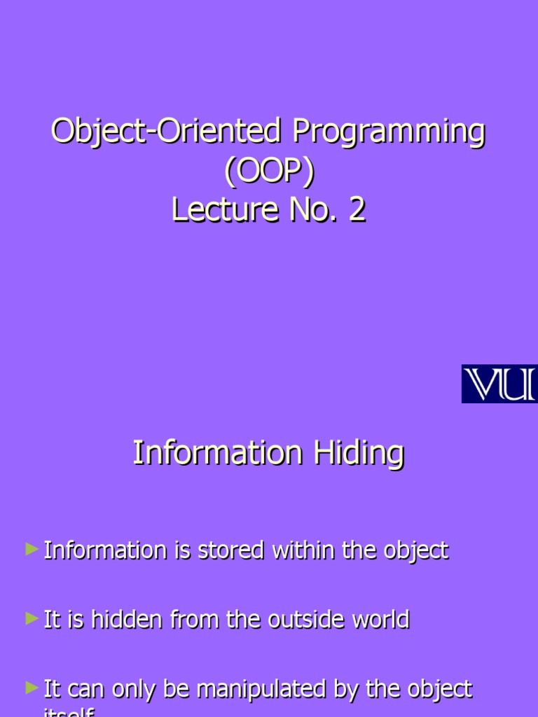 Object-Oriented Programming (OOP) Lecture No. 2 | PDF | Interface (Computing) | Object (Computer ...