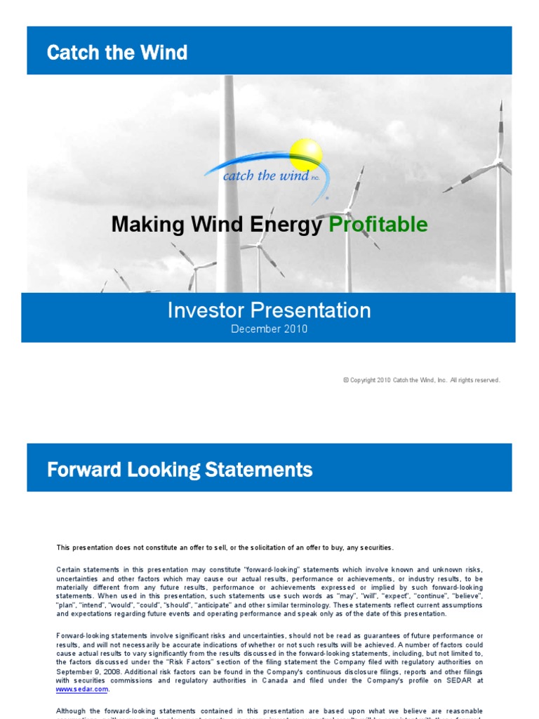 Catch The Wind Inc (CTW.V) Investor Presentation | PDF | Wind Power ...