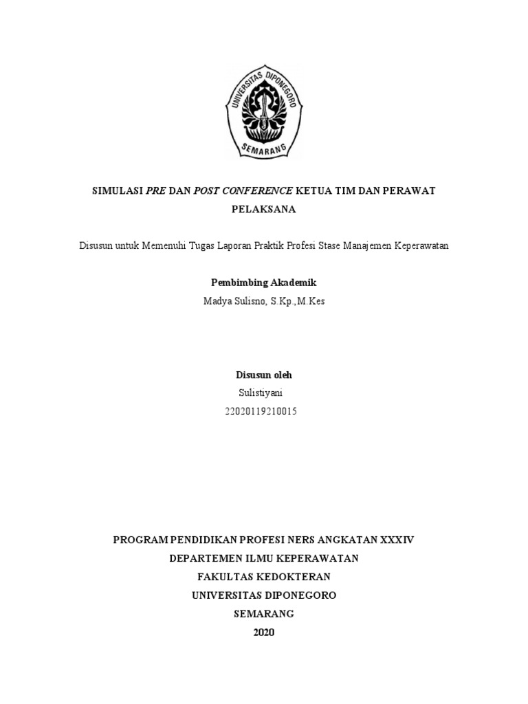 Simulasi Pre Dan Post Conference Ketua Tim Dan Perawat Pelaksana ...
