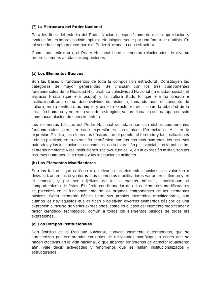 La Estructura Del Poder Nacional | PDF | Institución | Realidad
