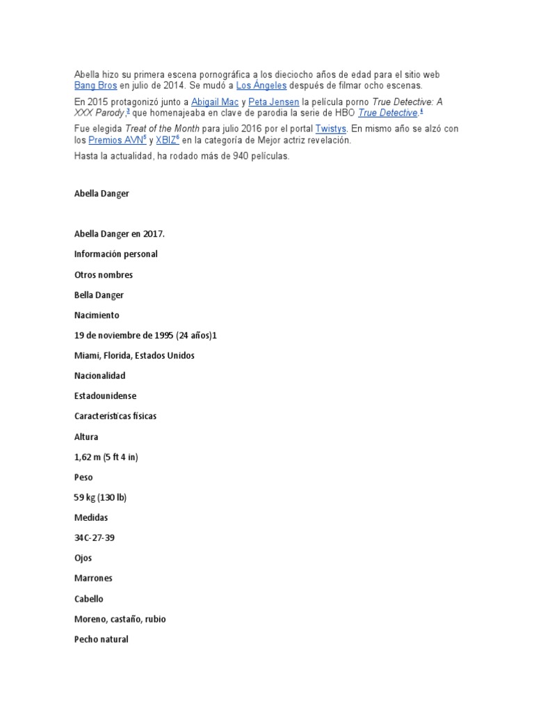 Abella Danger, estrella porno de 940 películas | PDF