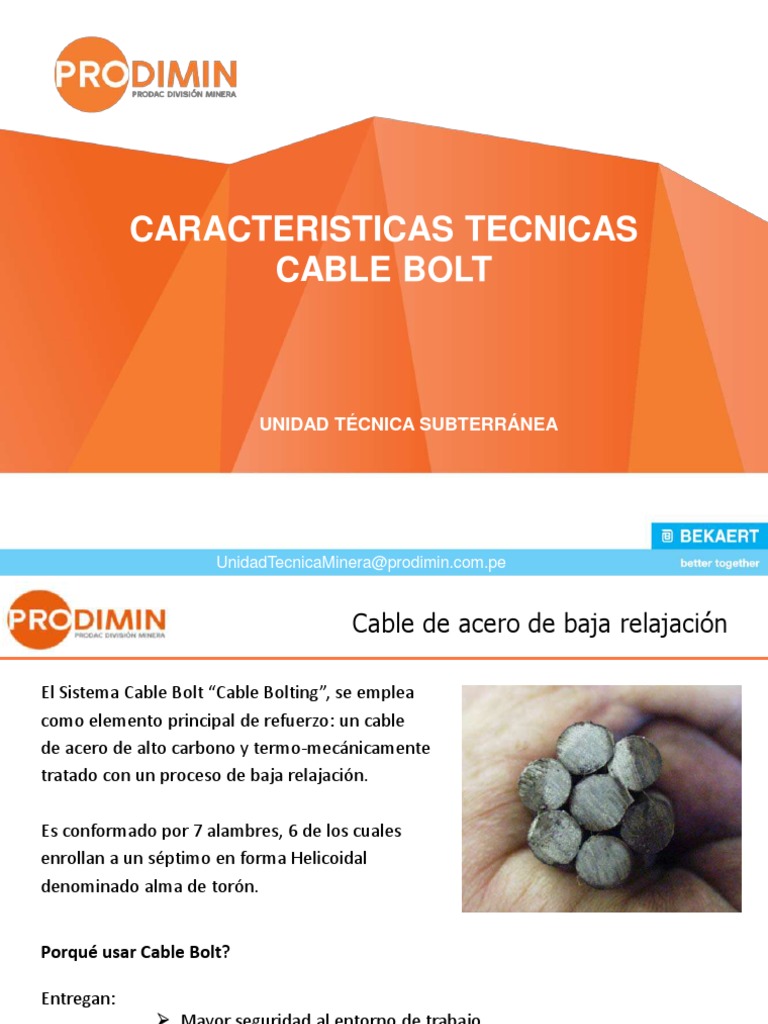 Características del Cable Bolting en Minería | PDF | Cemento | Bomba