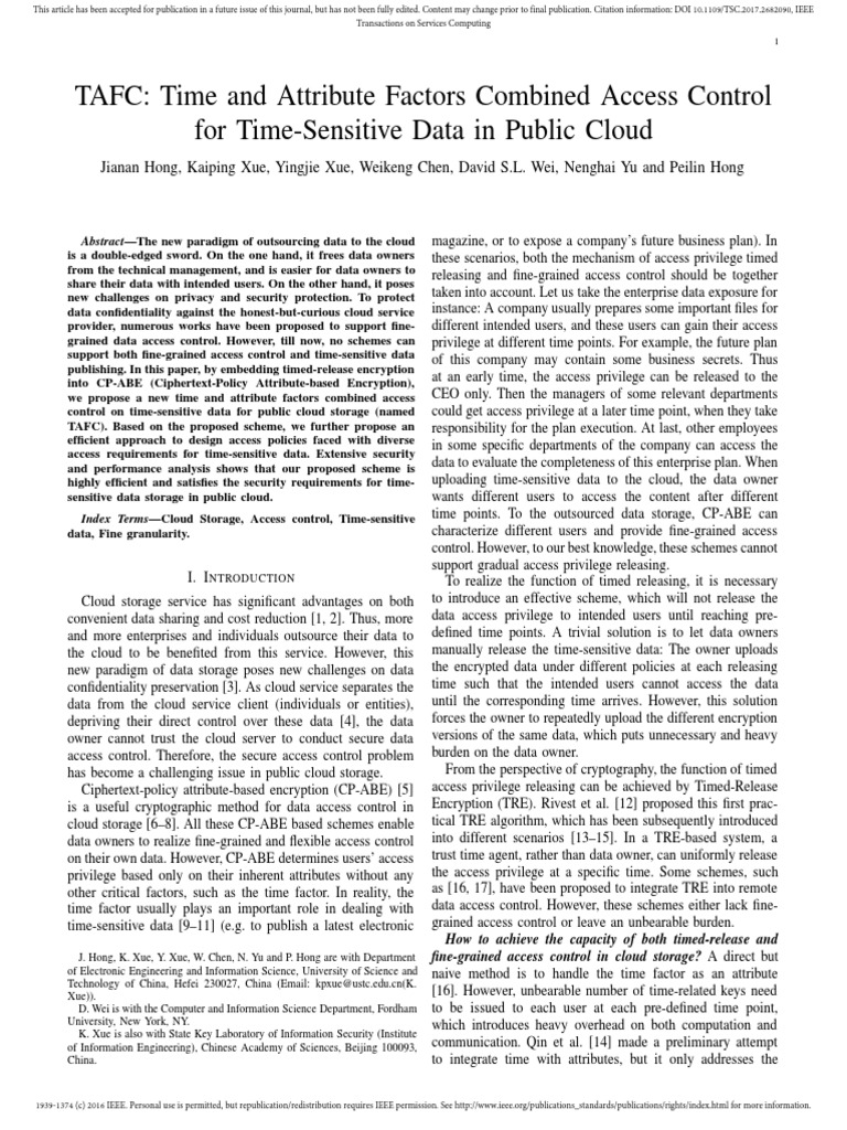 TAFC - Time and Attribute Factors Combined Access Control For Time-Sensitive Data in Public ...