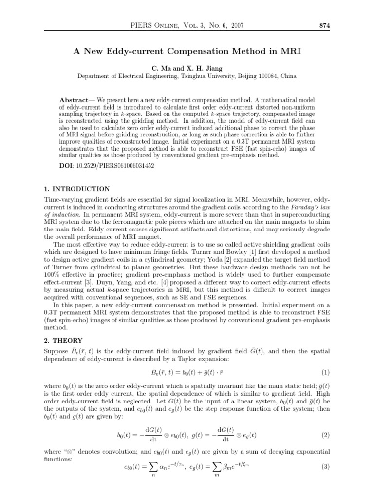 New MRI Eddy-current Compensation Method | PDF | Magnetic Resonance ...