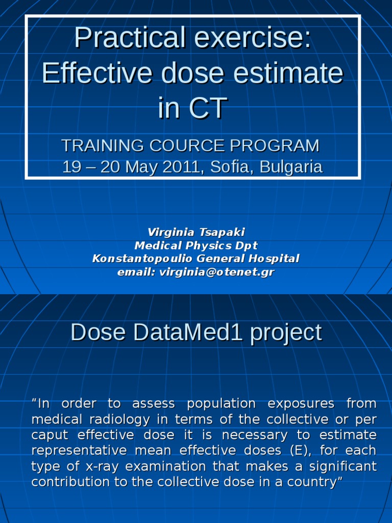 Practical Exercise: Effective Dose Estimate in CT | Download Free PDF ...