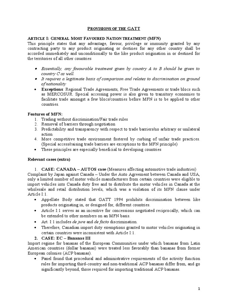MFN, NT, SoC (CB) | PDF | Most Favoured Nation | International Trade