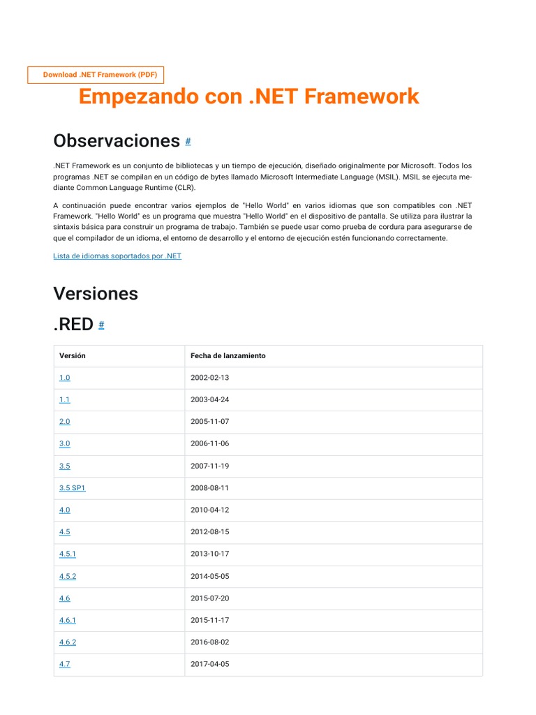 Ejemplos 'Hello World' en .NET | PDF | .NET Framework | Ingeniería ...