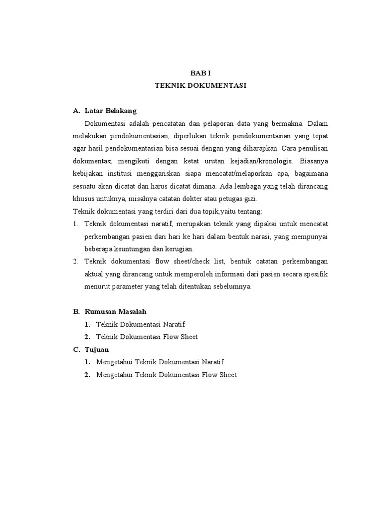 Teknik Dokumentasi Naratif dan Flow Sheet | PDF | Sains & Matematika