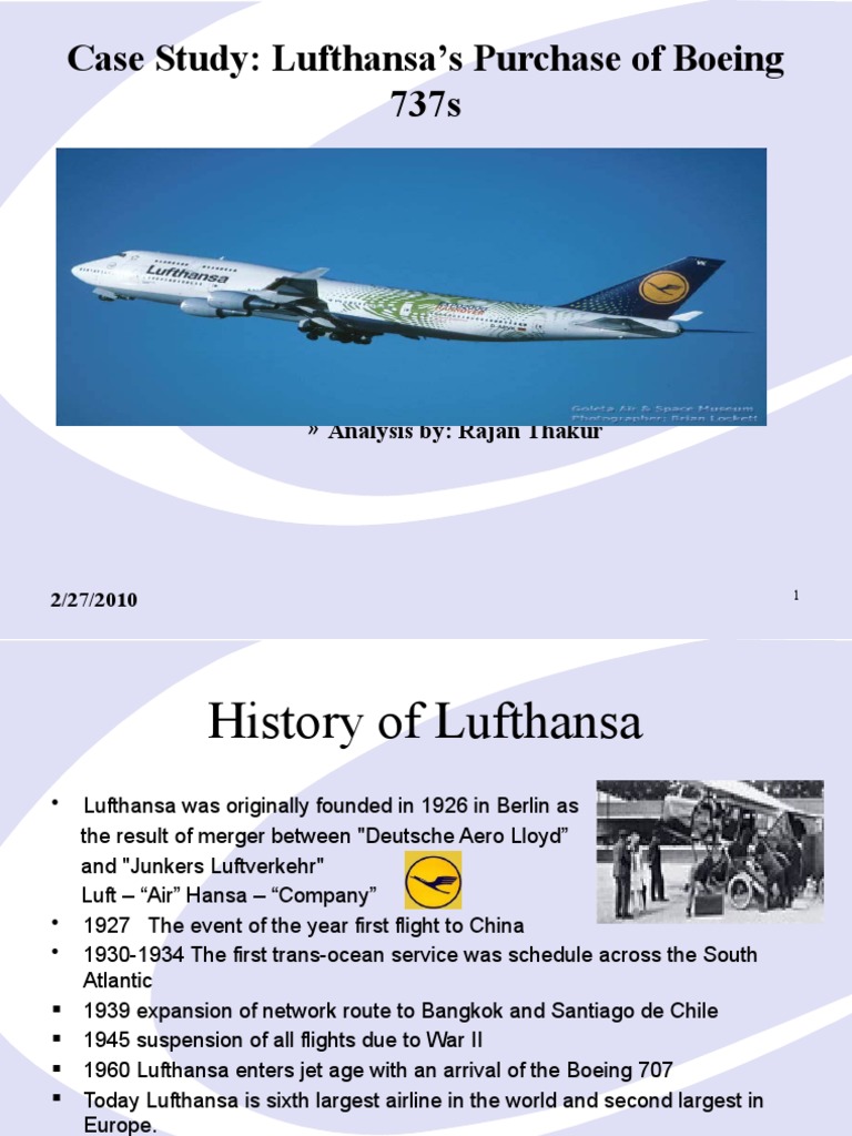 Case Study: Lufthansa's Purchase of Boeing 737s: Analysis By: Rajan Thakur | PDF | Hedge ...