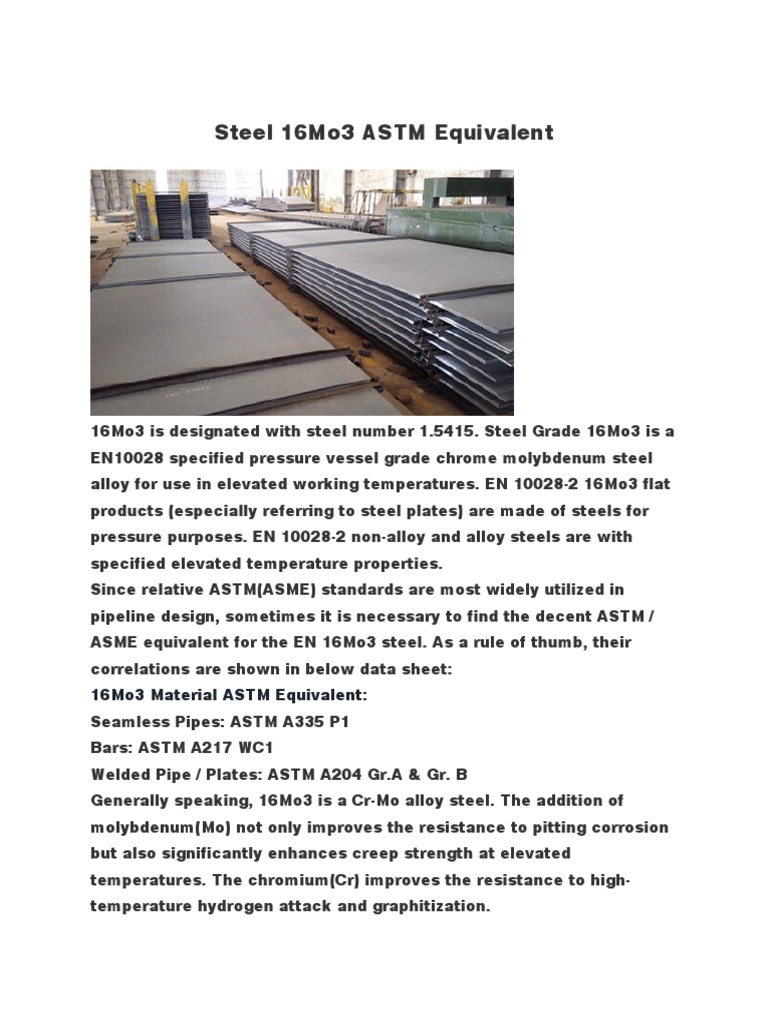Steel 16mo3 ASTM Equivalent | PDF