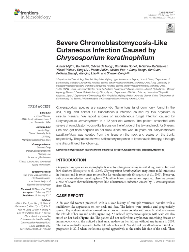 Severe Chromoblastomycosis-Like Cutaneous Infection Caused by ...