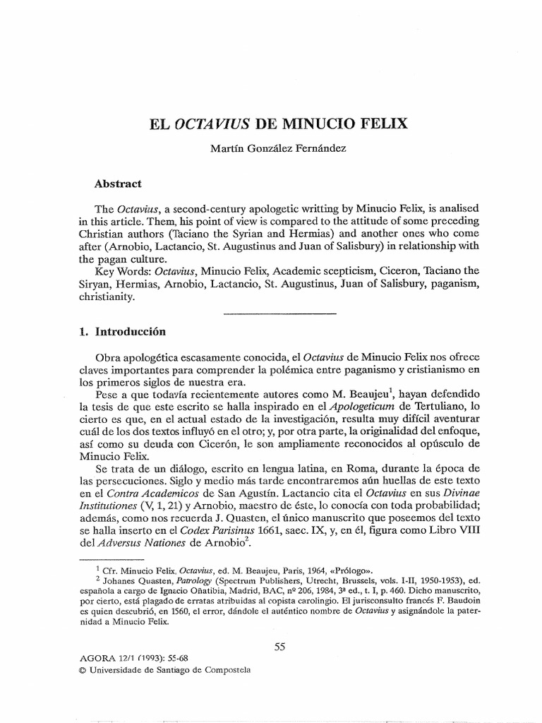 Octavio-Minucio Felix PDF | PDF