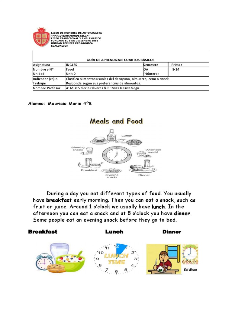 Food Preferences and Meal Types | PDF | Lunch | Meal