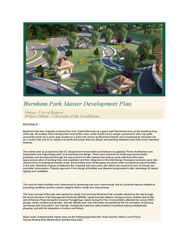 Master Plan of Burnham Park | PDF | Parks | Sustainable Architecture