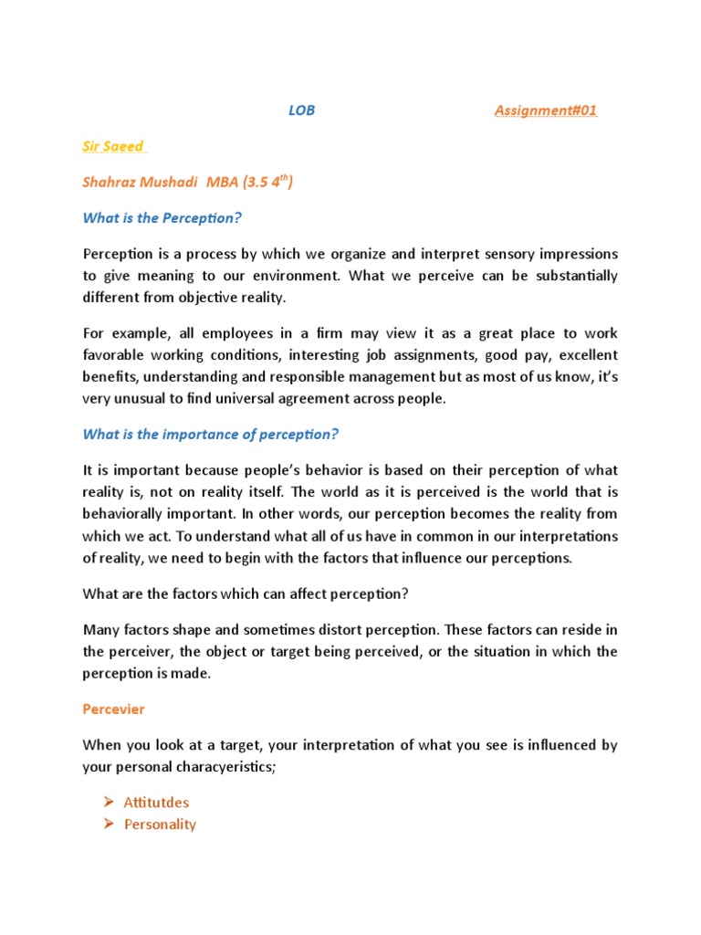 Perception And Decision Making Factors Pdf Bias Perception