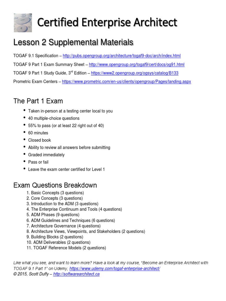 Certified Enterprise Architect: Lesson 2 Supplemental Materials | PDF