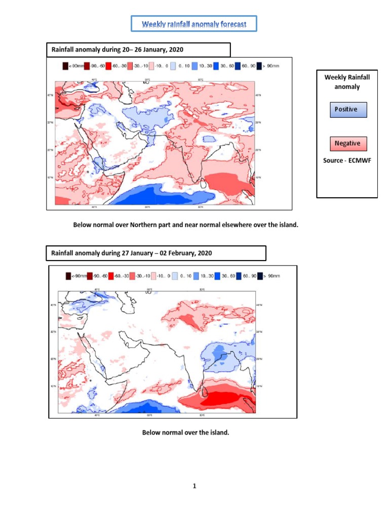 Rainfall Anomaly During 20 - 26 January, 2020: Positive | PDF