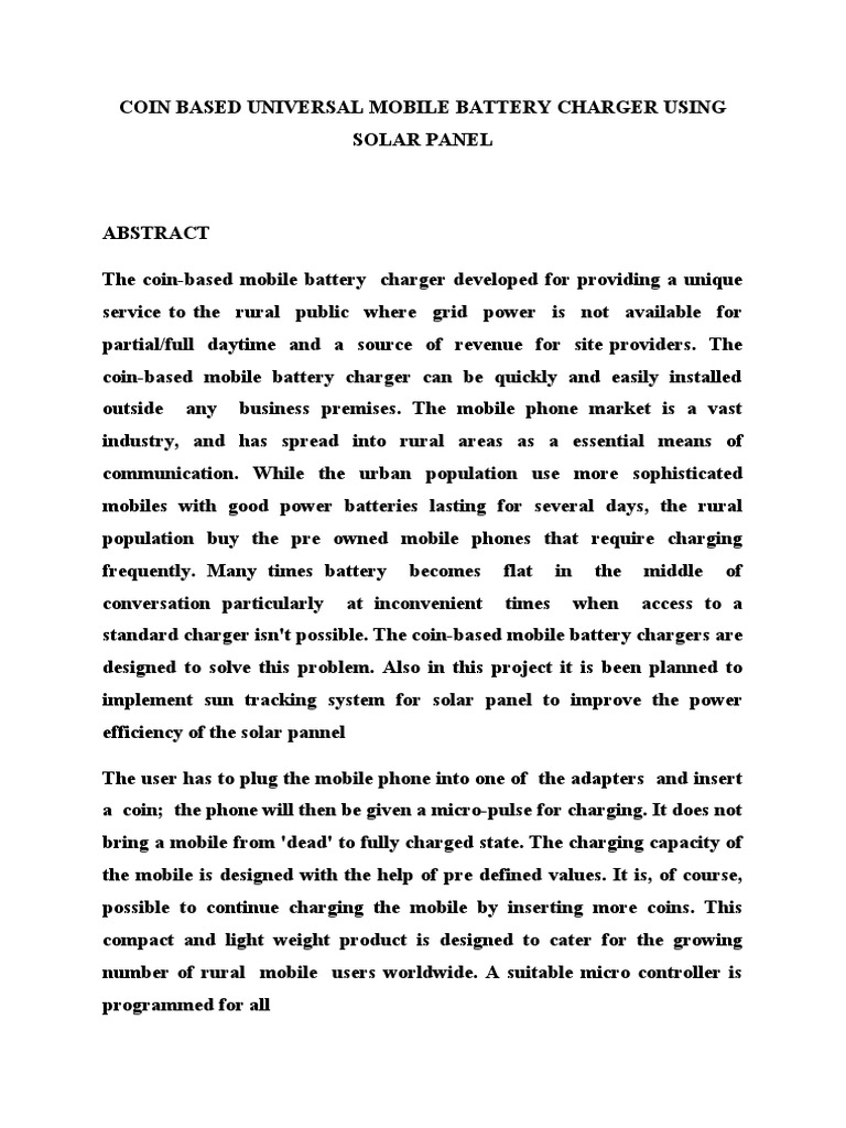 Solar Powered Coin-Based Mobile Phone Charging Station with Sun ...