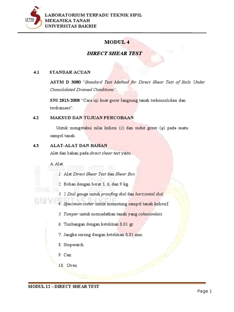 Uji Geser Langsung Tanah Pasir | PDF