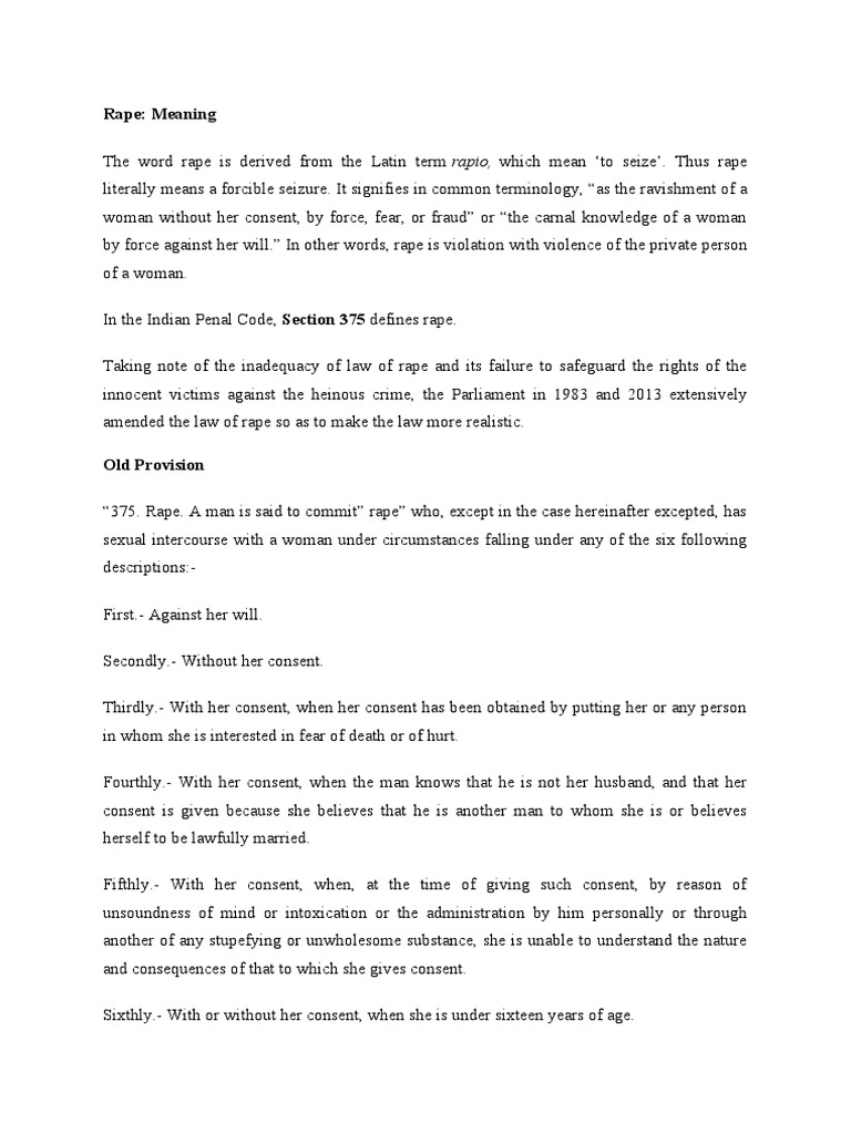 Rape: Meaning | Download Free PDF | Rape | Consent